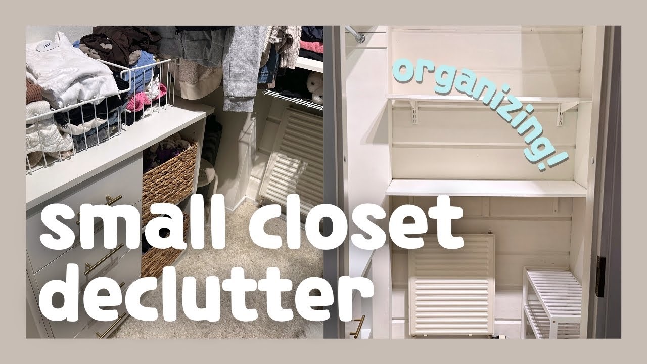 small closet clean out! decluttering & organizing - YouTube