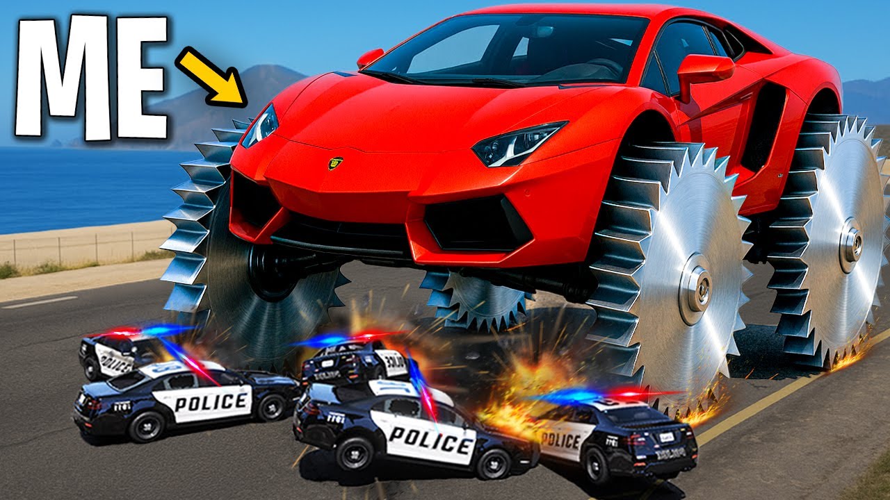 Trolling Cops With Spike Blade Car on GTA 5 - YouTube