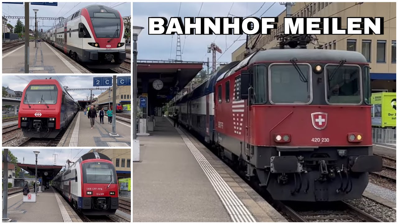 Züge beim Bahnhof Meilen | Trains at Meilen station (2023) - YouTube