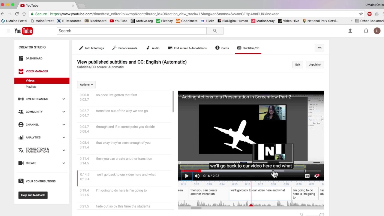 Correcting a CC Transcript on YouTube - YouTube