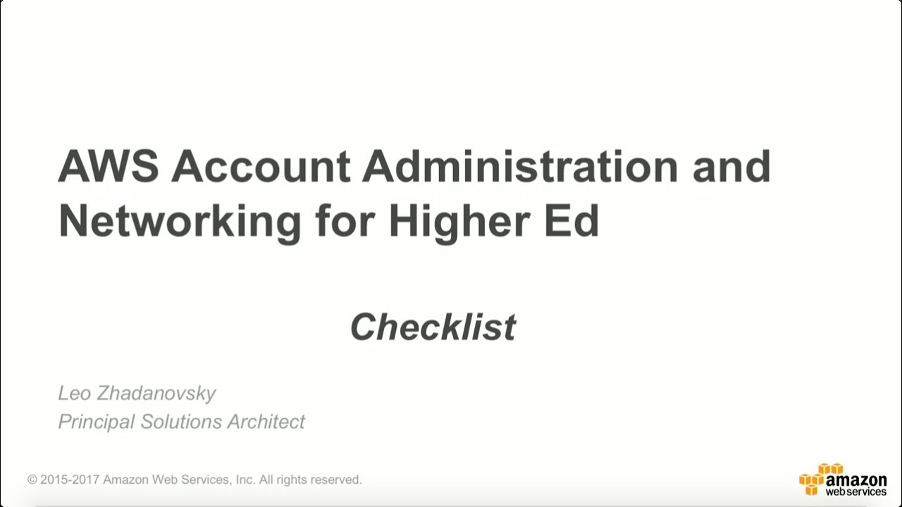 Checklist for AWS Account Administration and Networking in Education ...