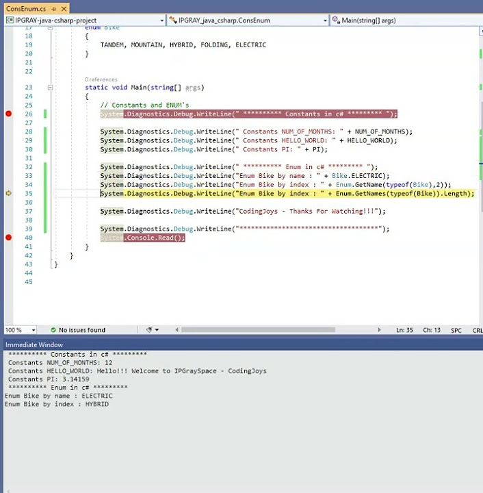 Ipgrayspace Codingjoys Constants And Enum In C Debug Mode Youtube