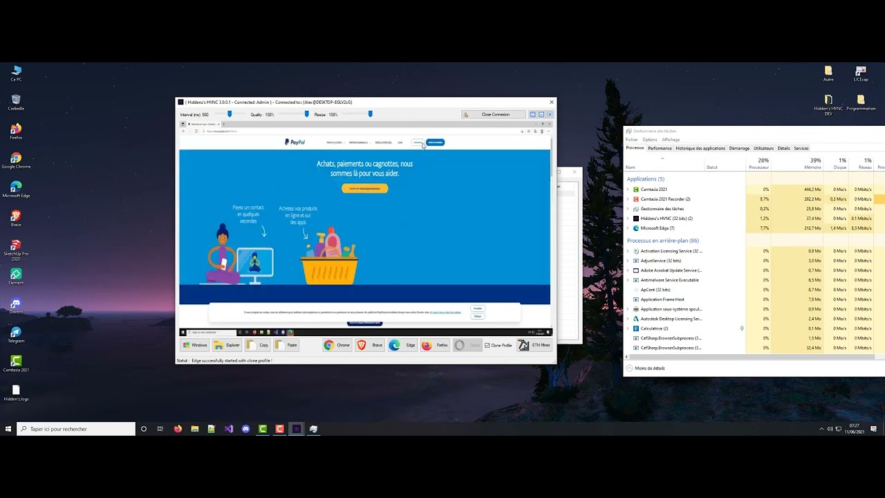 Hiddenz's HVNC Hidden Desktop Browser Miner Firefox , Chrome , Edge ...