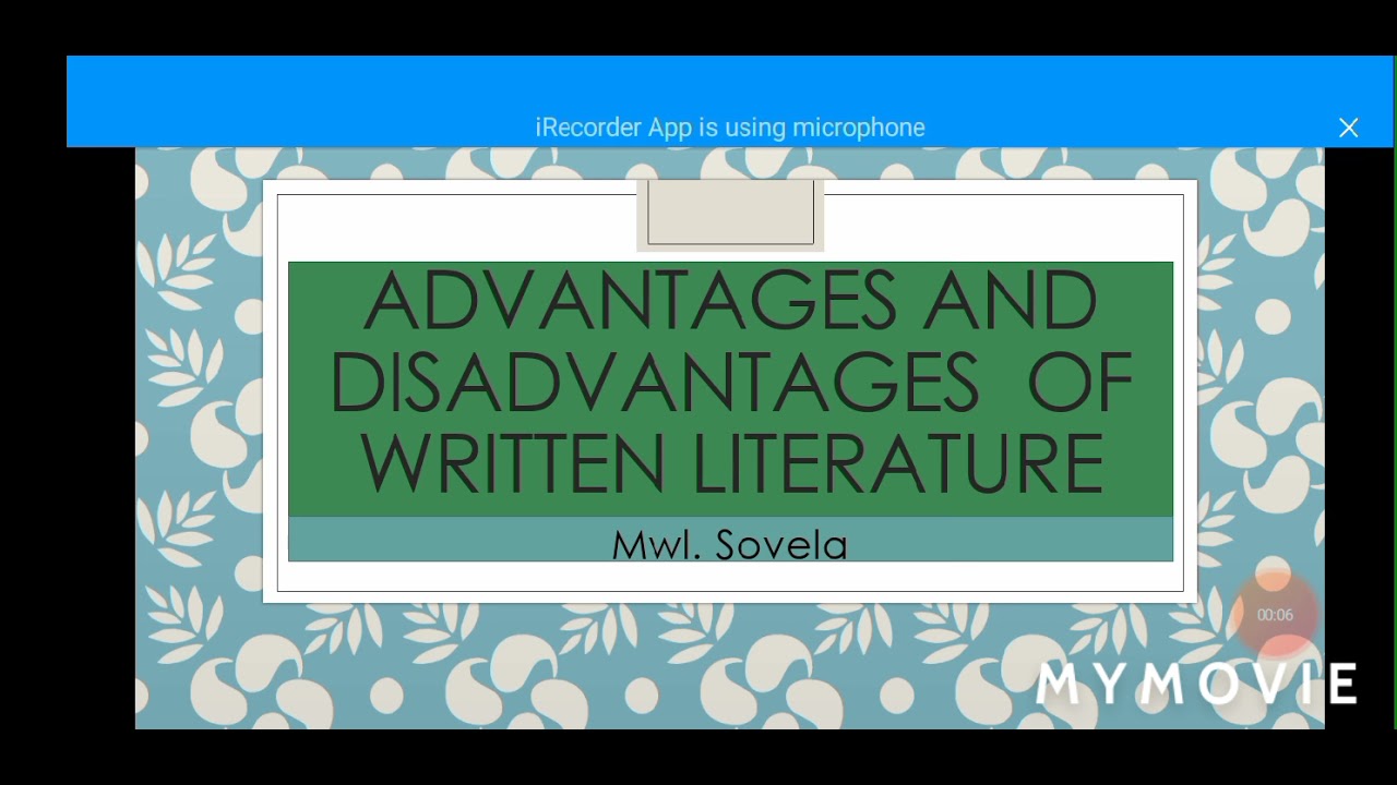 Advantages and disadvantages of written literature. - YouTube