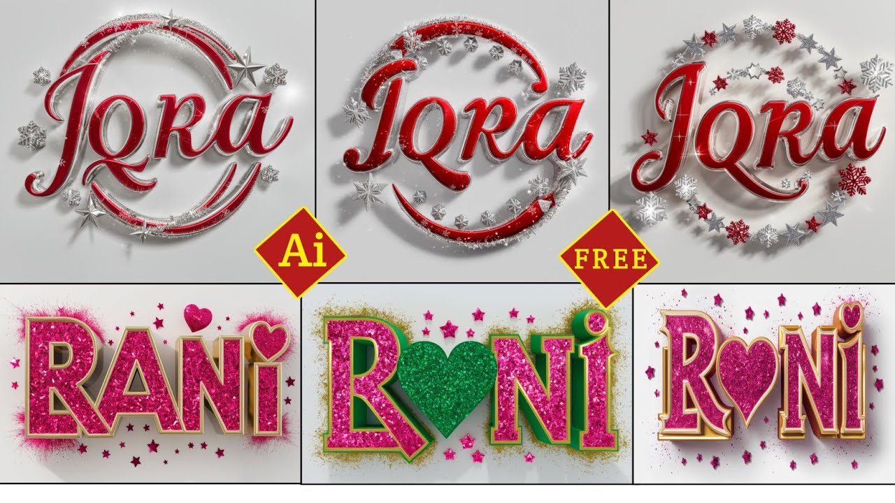 How to create 3d Name Dp Ai image Christmas and pink star heart Editing ...