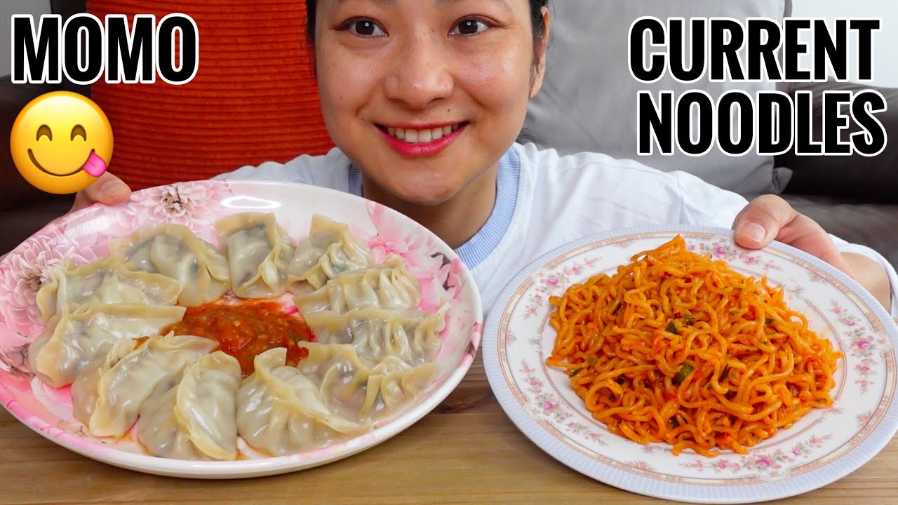 Chicken Momo And Spicy Current Noodles Mukbang, Nepali Mukbang - YouTube