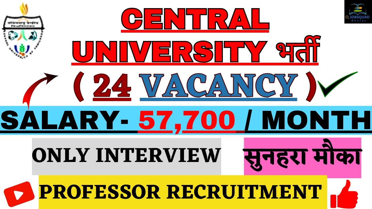 CENTRAL UNIVERSITY VACANCY 2023 ASSISTANT PROFESSOR VACANCY 2023 24 ...