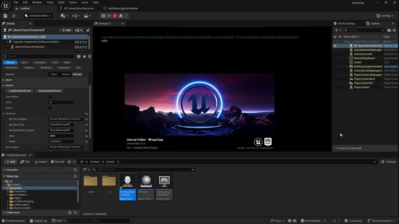 Mastering C++ , Unreal 5.5.4 Save struct to Json and read from Json works nicely in runtime ...