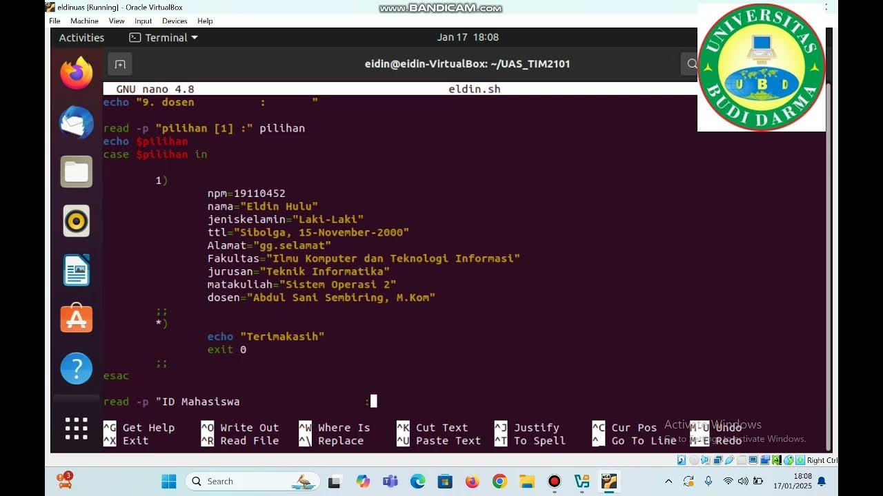 cara mengimput data mengunakan pemograman shell - YouTube
