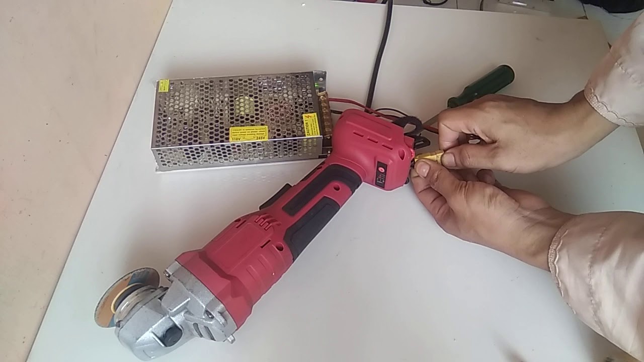 gerinda brushless battery connect ke listrik pln - YouTube