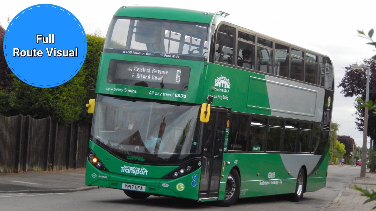 NCT Green Line 6 Full Route Visual- City, Victoria Centre to Edwalton ...
