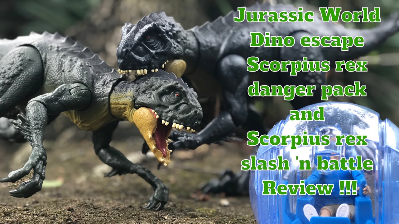 Jurassic World Dino escape Scorpius rex danger pack and Slash and ...