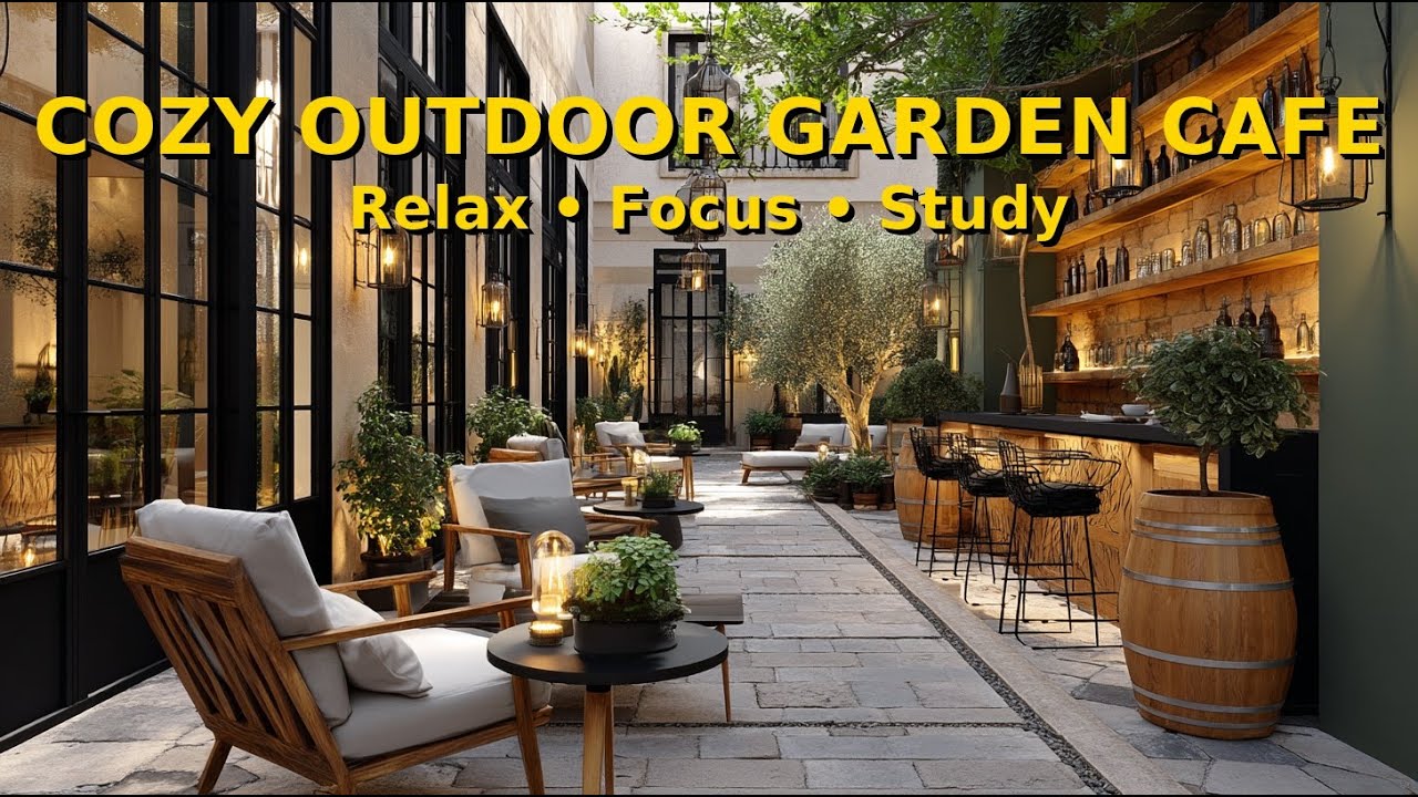 Cozy Outdoor Garden Café with Relaxing Jazz – Morning Coffee Ambience ...