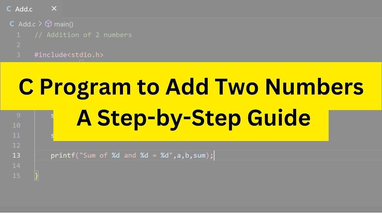 C Program For Addition Of Two Numbers C Programming Cprogramming 2653