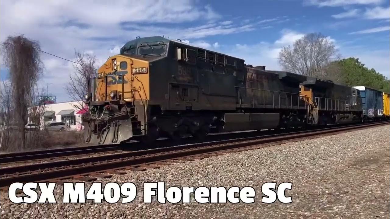CSX 598 Loud Horn Leads CSX M409 SB Manifest Train with friendly Crew Florence SC - YouTube