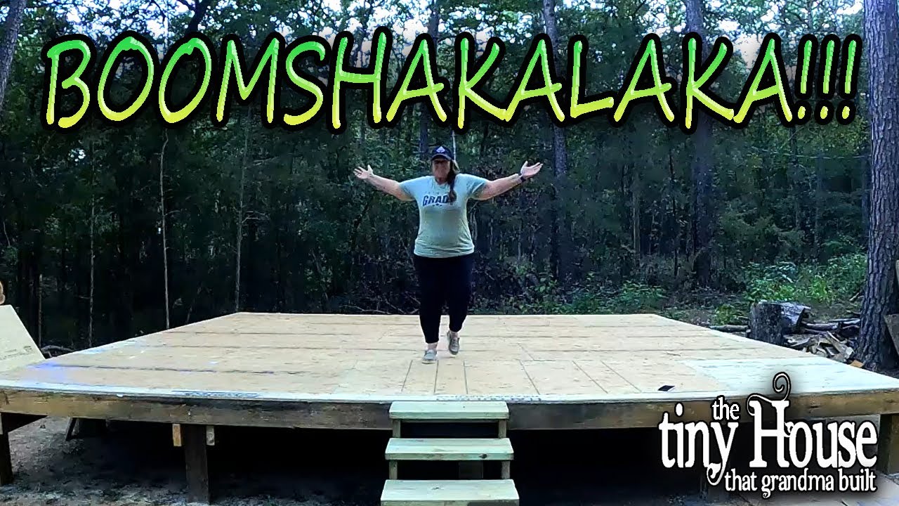 Grandma builds TINY HOUSE Alone, SUBLFLOOR, 20x20 Tiny Cabin Build ...