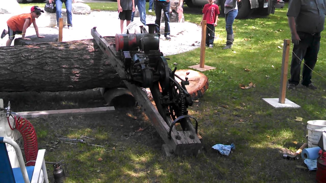 Old log cutter 2 - YouTube