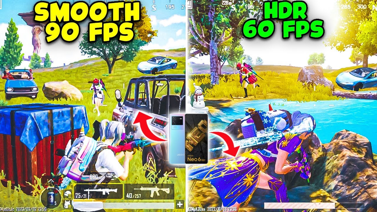 SMOOTH 90 FPS VS HDR 60 FPS - PUBG MAX SETTING 😱🔥 - ( IQOO NEO 90 FPS ...