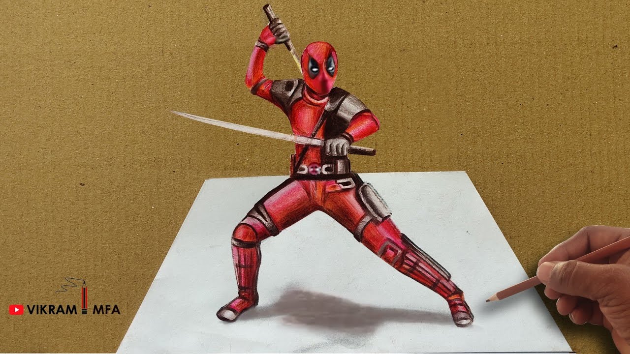 3D Colored Pencil drawing Deadpool - Speed Draw / VIKRAM MFA - YouTube