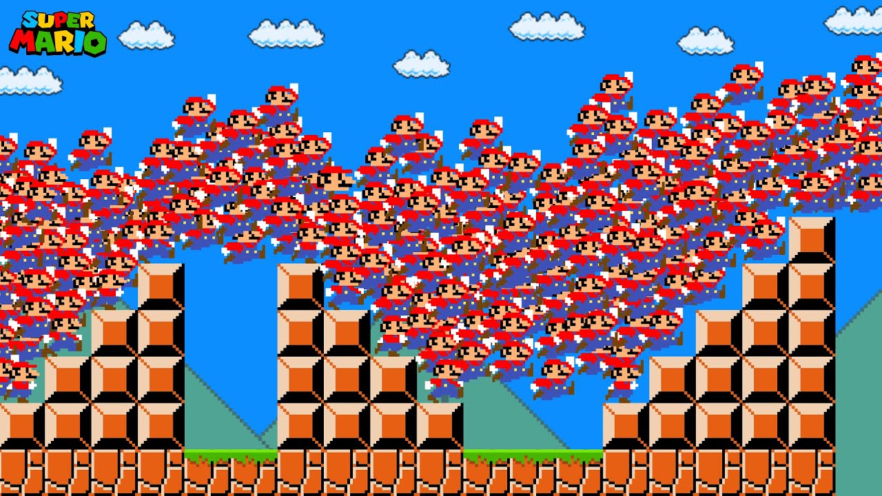 Super Mario Bros. but Mario and 9999 Mario's March Madness!? - YouTube