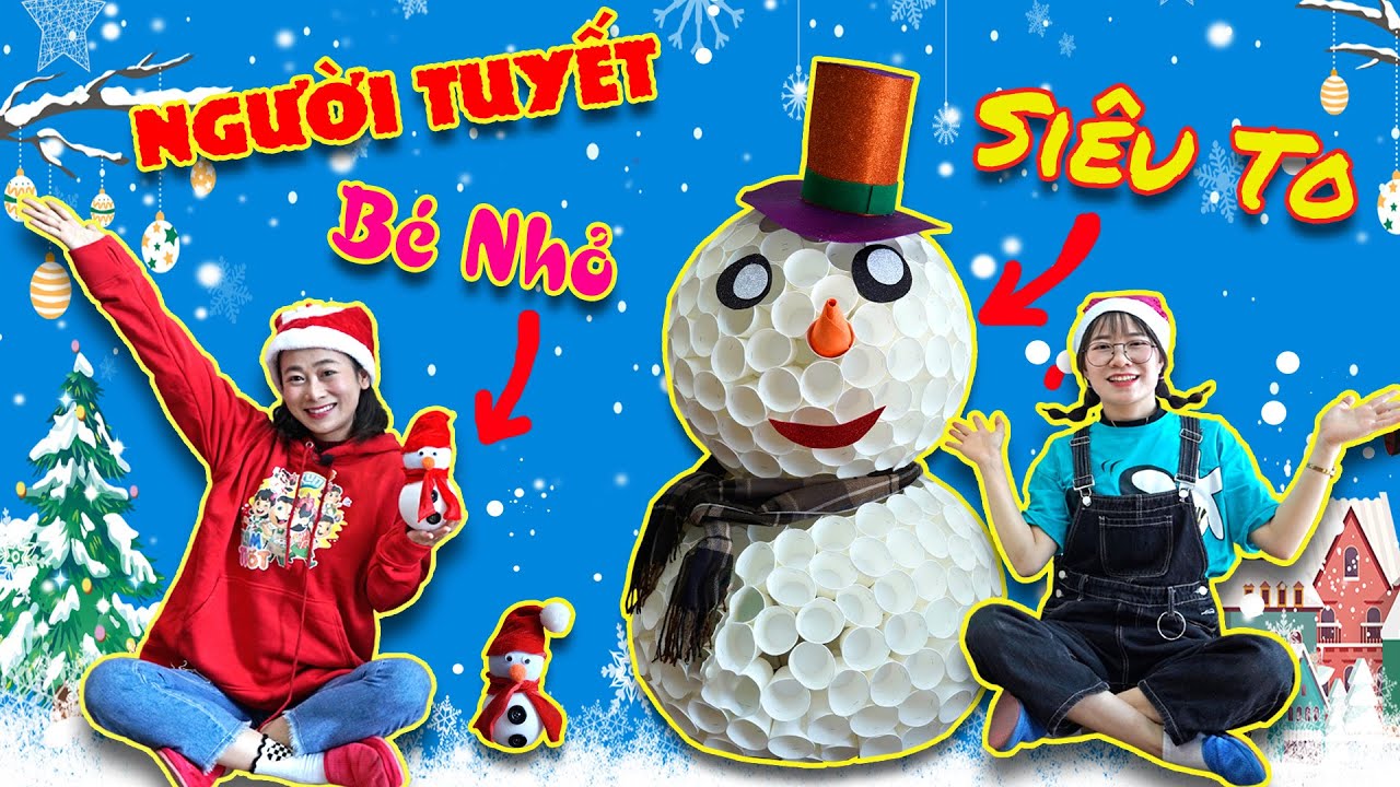 Làm Người Tuyết Khổng Lồ Từ 1,000 Chiếc Cốc Giấy BIBI TV - YouTube