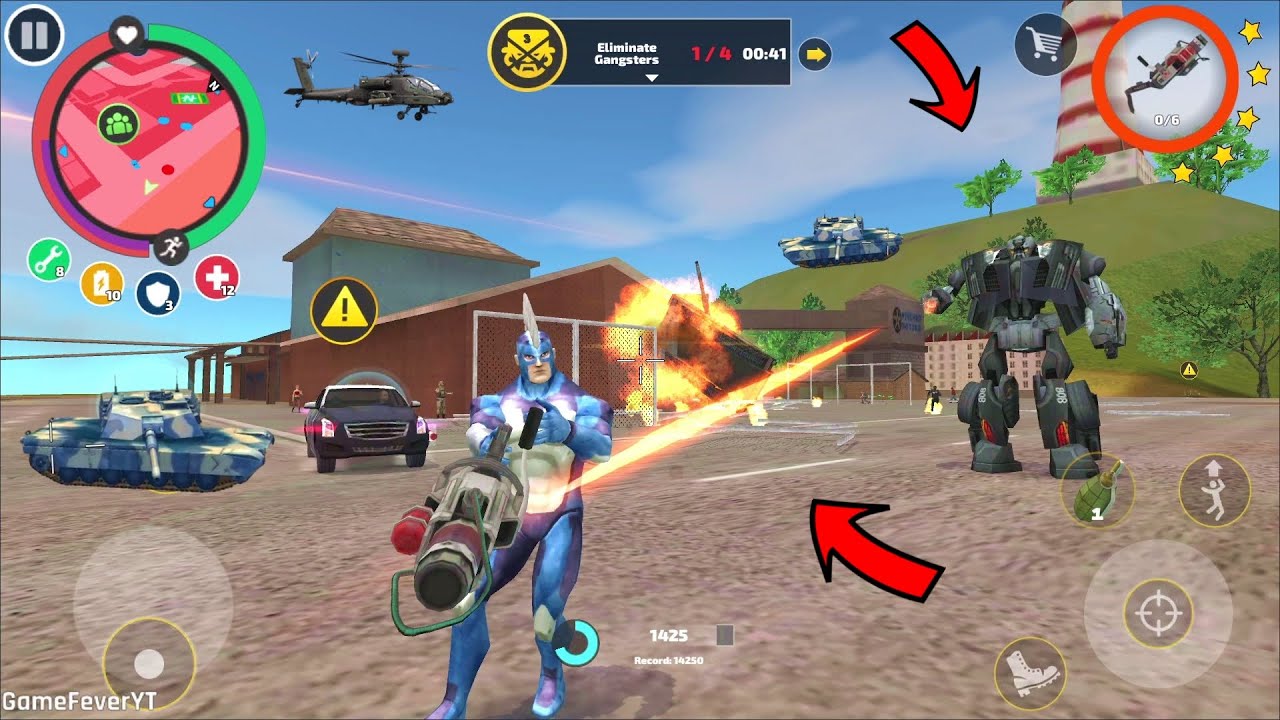 Rope Hero Vice Town - (Rope Hero Destroy Army Tank & Police Tank with ...