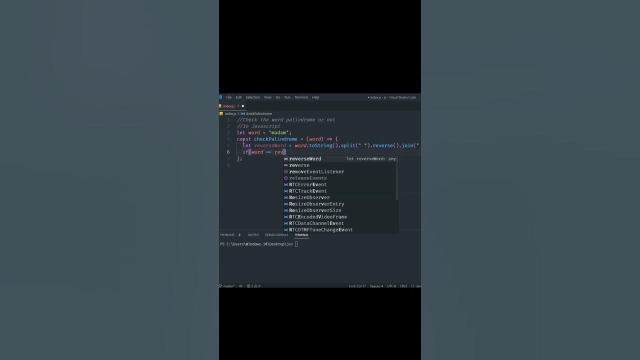 Check the string palindrome or not using javascript || javascript tutorial #javascript #coding ...