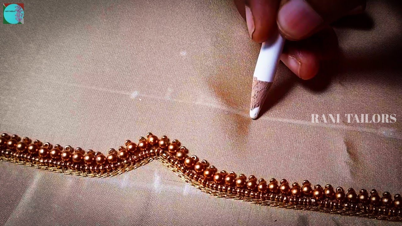 beautiful bead work using normal needle - YouTube