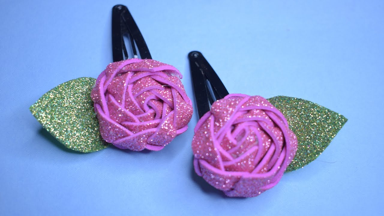 How To Make Flower Clip With Glitter Foam Sheet Hair Clip For Kids how-to-make-flower-clip-with-glitter-foam-sheet-hair-clip-for-kids