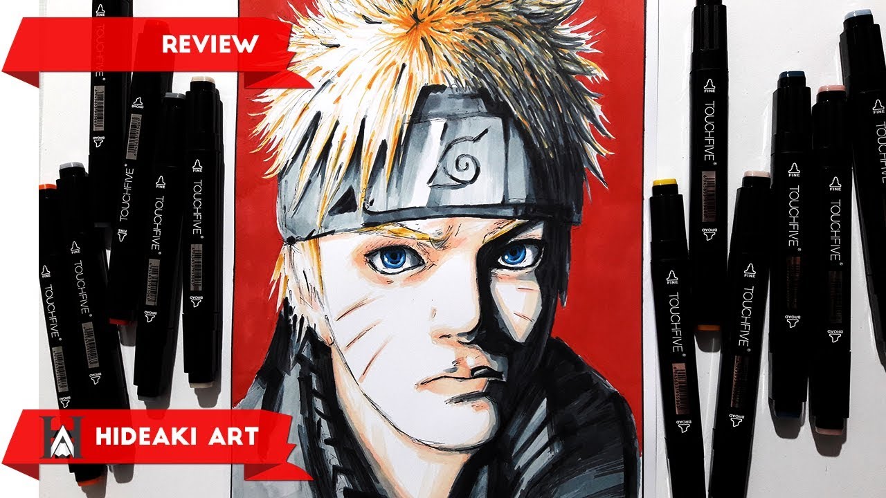 Speed Drawing Naruto with Touchfive markers || DRAWING TOOLS REVIEW ...
