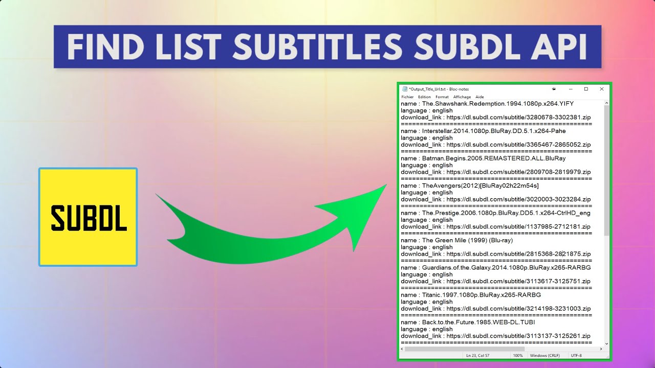 Find List Subtitles By Names Using SubDL API - YouTube