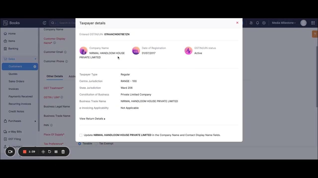 Zoho Books Add New Customer & Vendor - YouTube