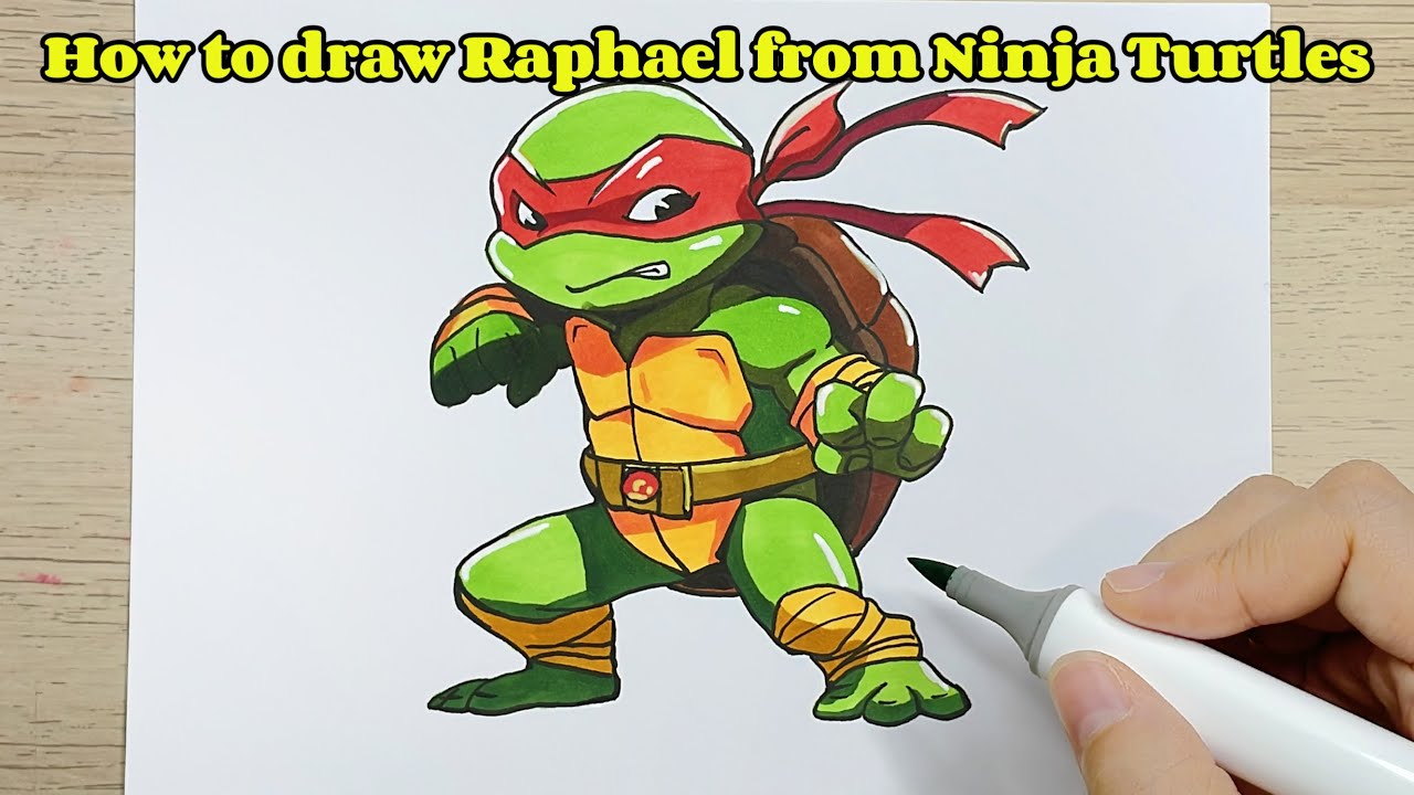 How to Draw Raphael (Raph) from Ninja Turtles with Colorful Markers - Easy and Fun for kids ...