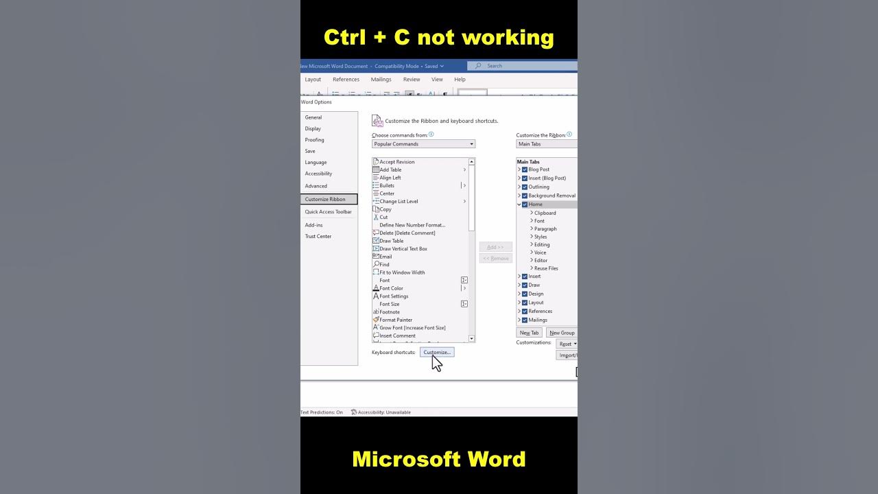 Solved | Ctrl+C not working in Microsoft Word (MS Word) | MS Office - YouTube