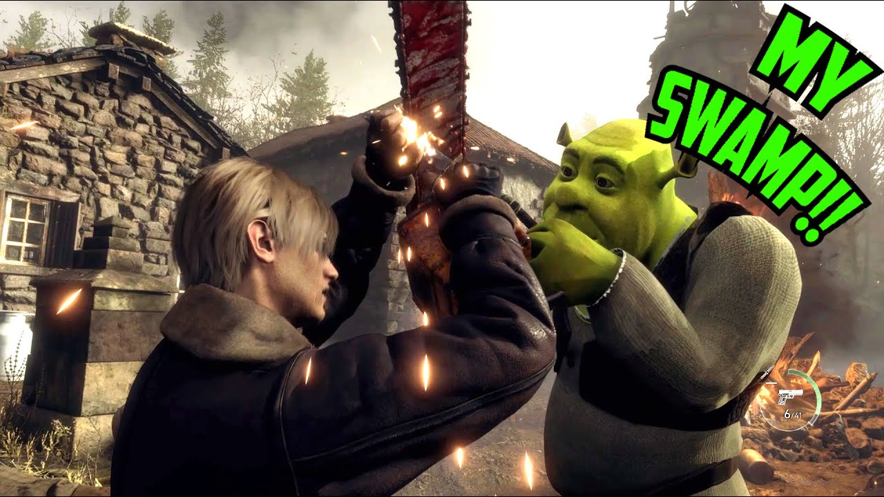 RE4 Remake Shrek VS Leon Boss Fight!! - YouTube