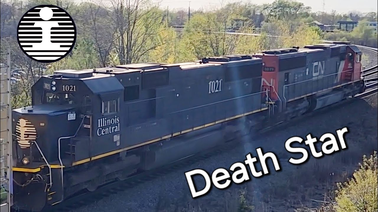 Illinois Central Death Star and a long train - YouTube