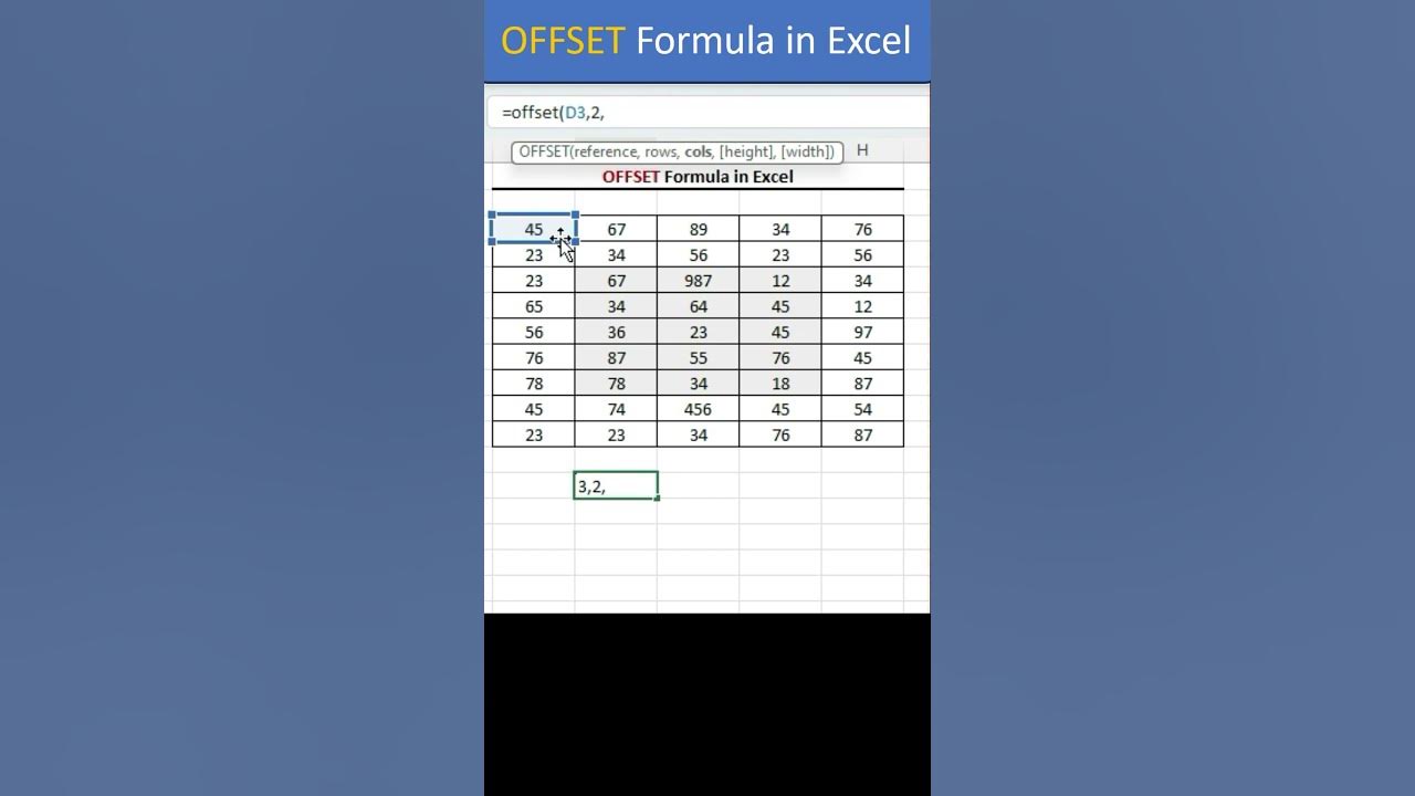 OFFSET Formula In Excel exceltips shorts YouTube offset-formula-in-excel-exceltips-shorts-youtube