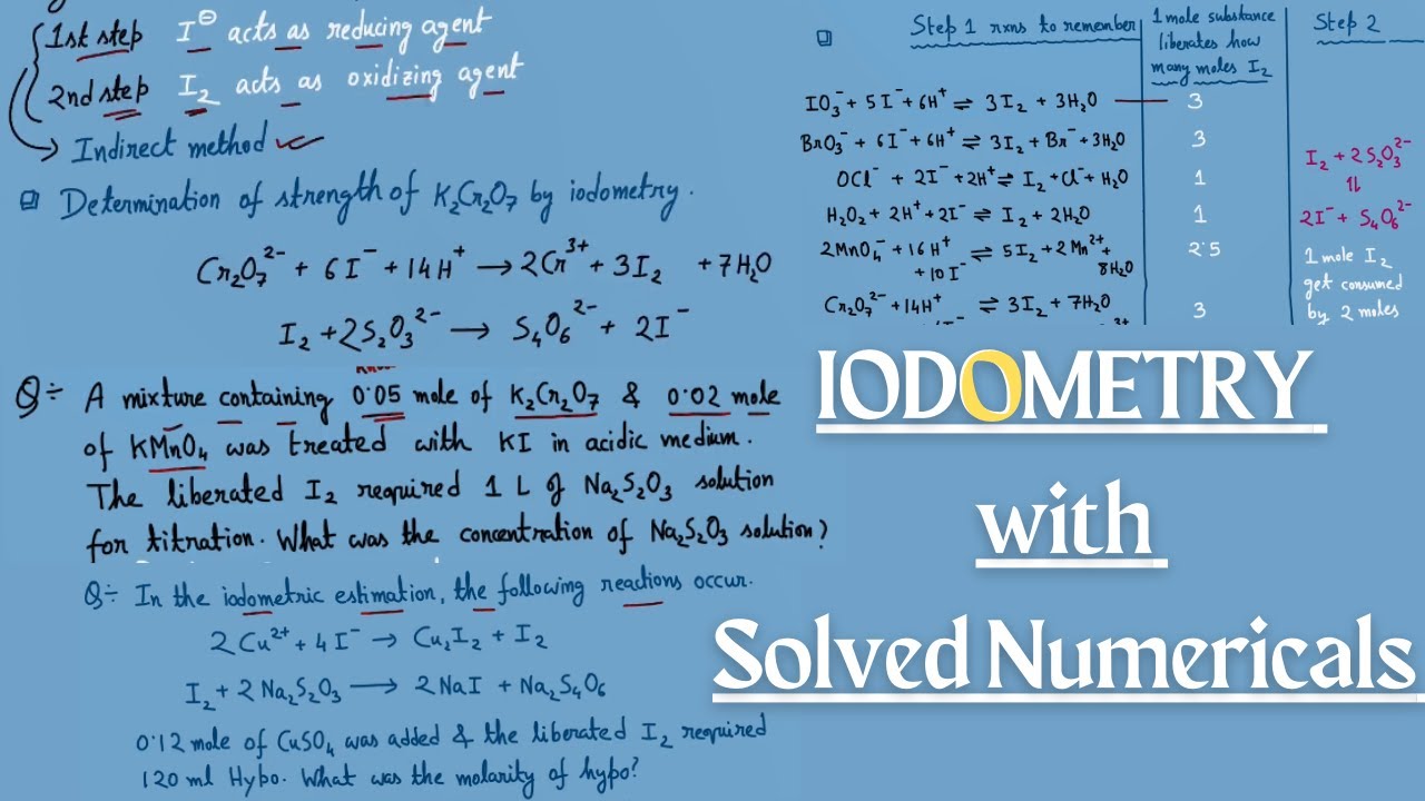 (Analytical Chemistry-5) Iodometry, Solved Numerical problems ...