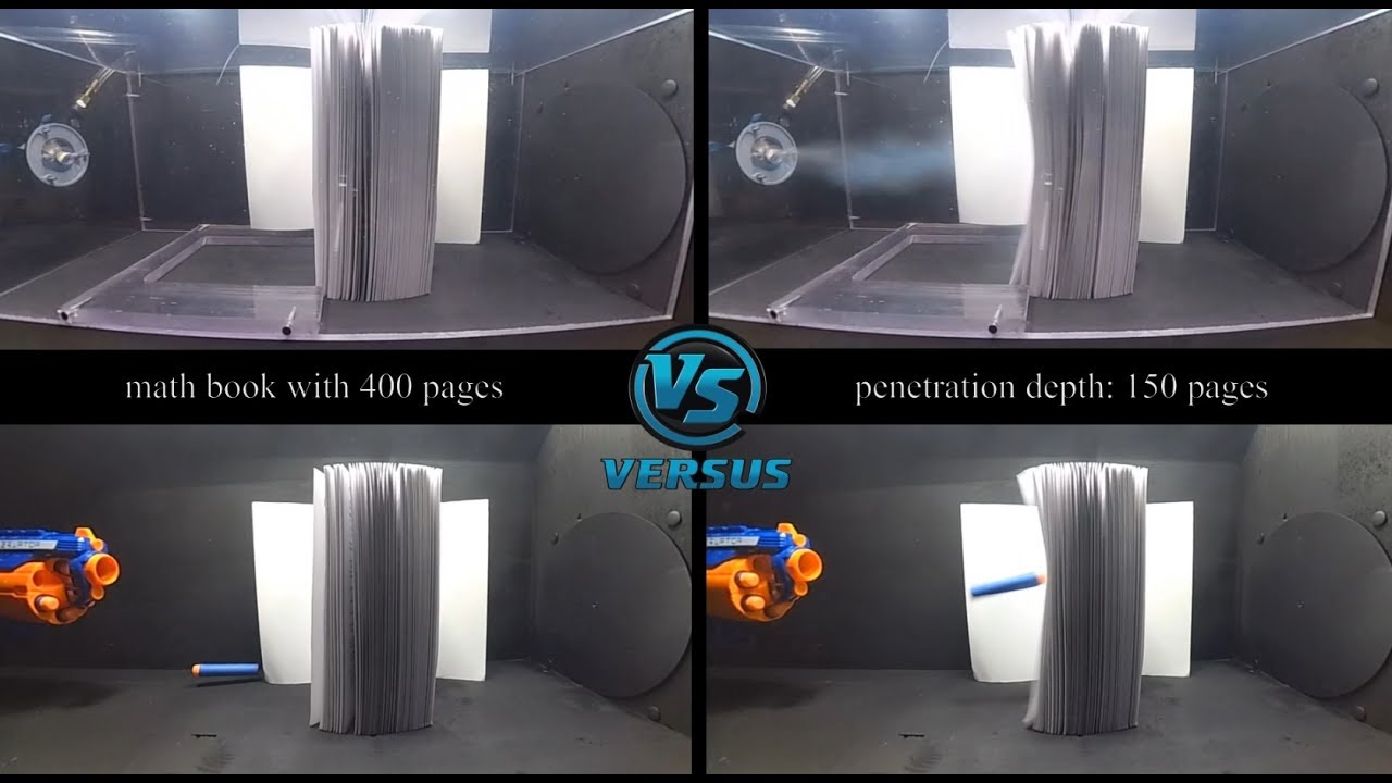 16J Airsoft vs Math Book vs Nerf Disruptor slomo video Ruger Superhawk ...