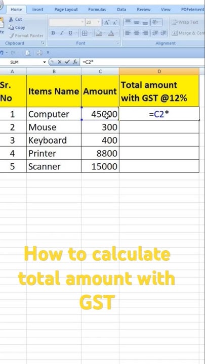 How to calculate the total amount with GST in Excel #excel #shorts #viralvideo - YouTube