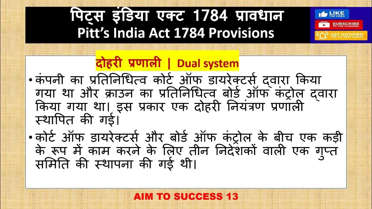 pits india act 1784 - YouTube