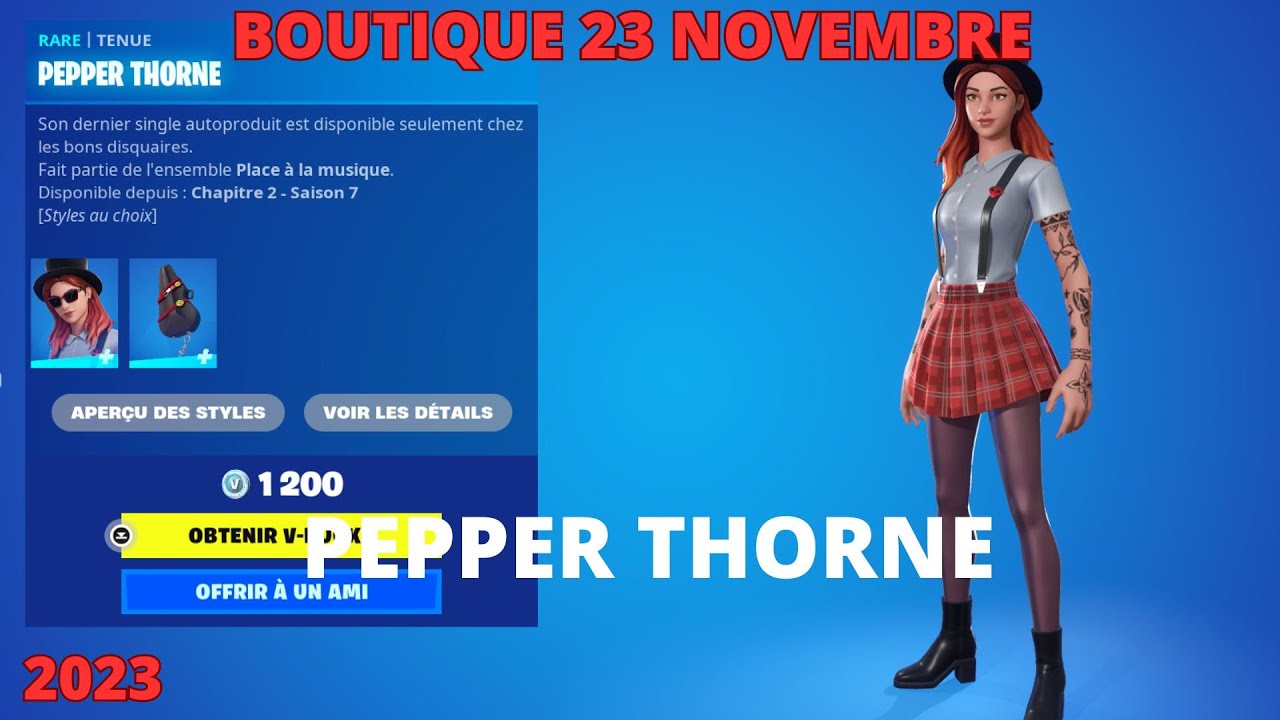 New Pepper Thorne Fortnite Skin Boutique 23 Novembre Fortnite Battle Royal Item Shop 2311