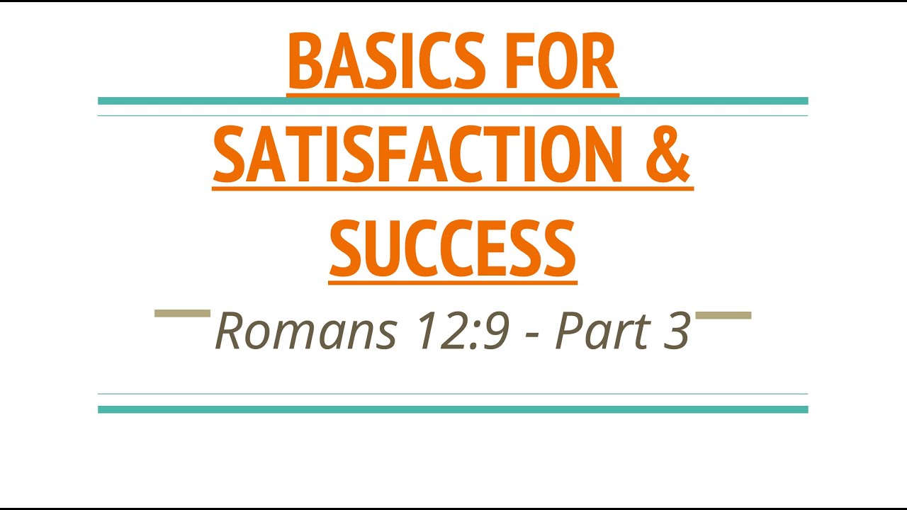 Basics for Satisfaction & Success | Jason Miller | 9/8/2024 - YouTube
