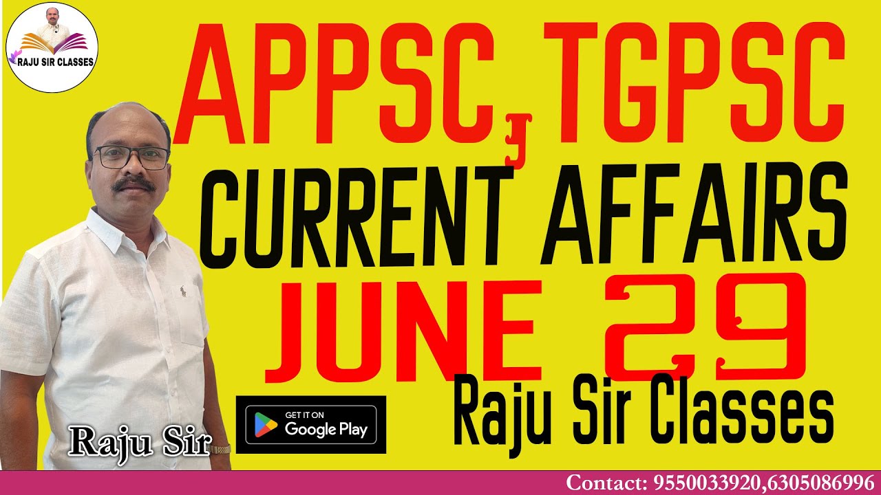 CURRENT AFFAIRS JUNE 29 || APPSC|| || TSPSC GRADE 2 ANALYST ||APPCB ...