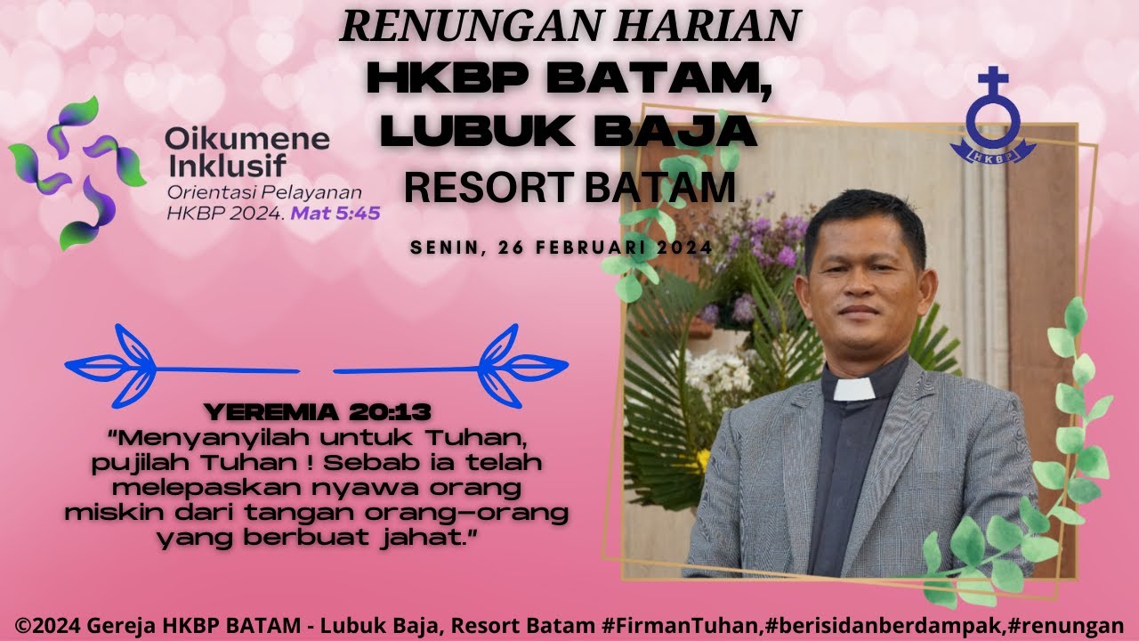 RENUNGAN HARIAN HKBP BATAM | Senin, 26 Februari 2024 - YouTube