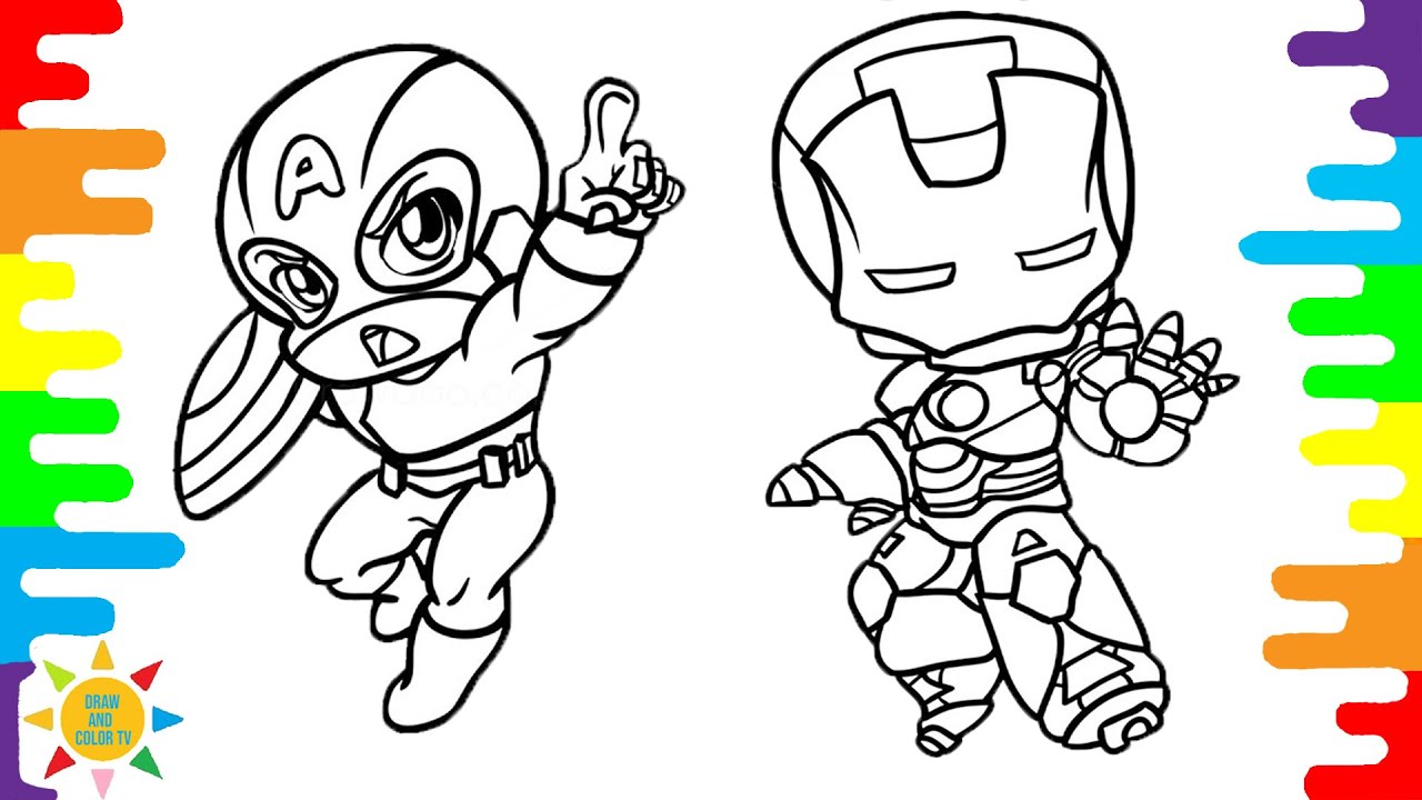 MINI Capitan America VS Iron Man Coloring | Capiatn America | Iron Man ...