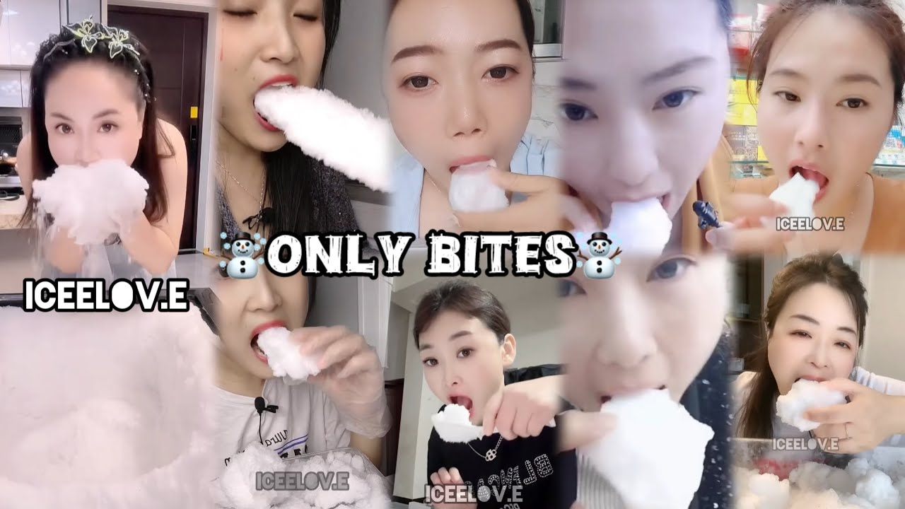 WHITE ICE CHUNKS EATING COMPILATION ☃️FREEZER FROST EATING ASMR🤍CRUNCHY ...