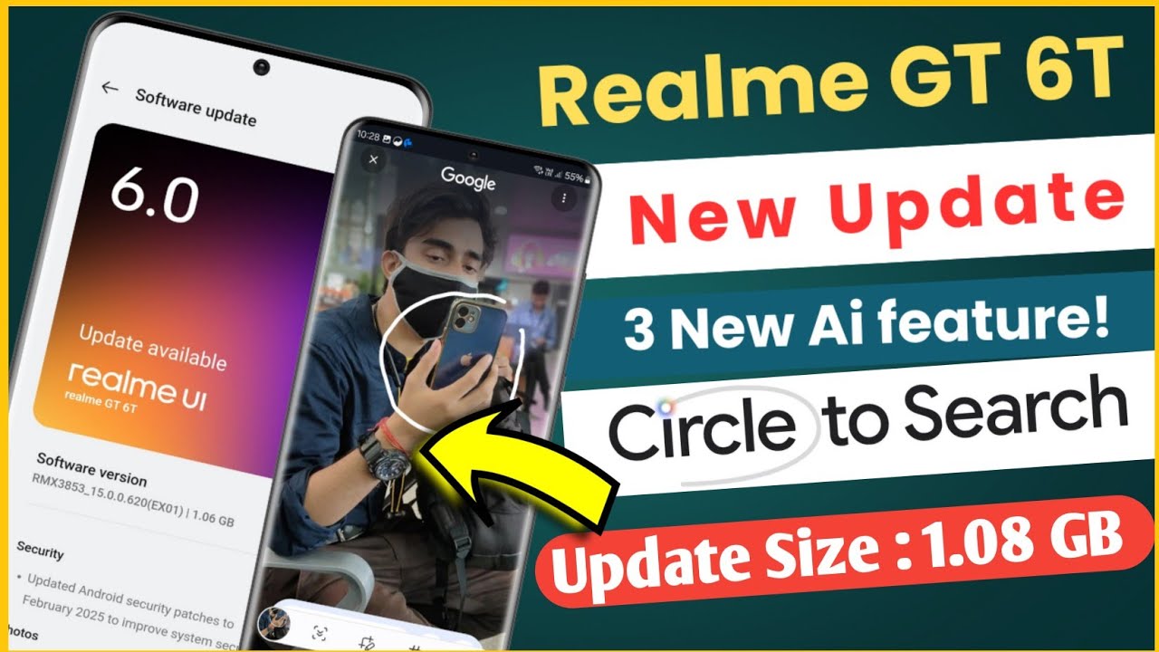 Realme GT 6T new update ! Realme gt 6t circle to search feature | 3 new ai update in realme gt ...