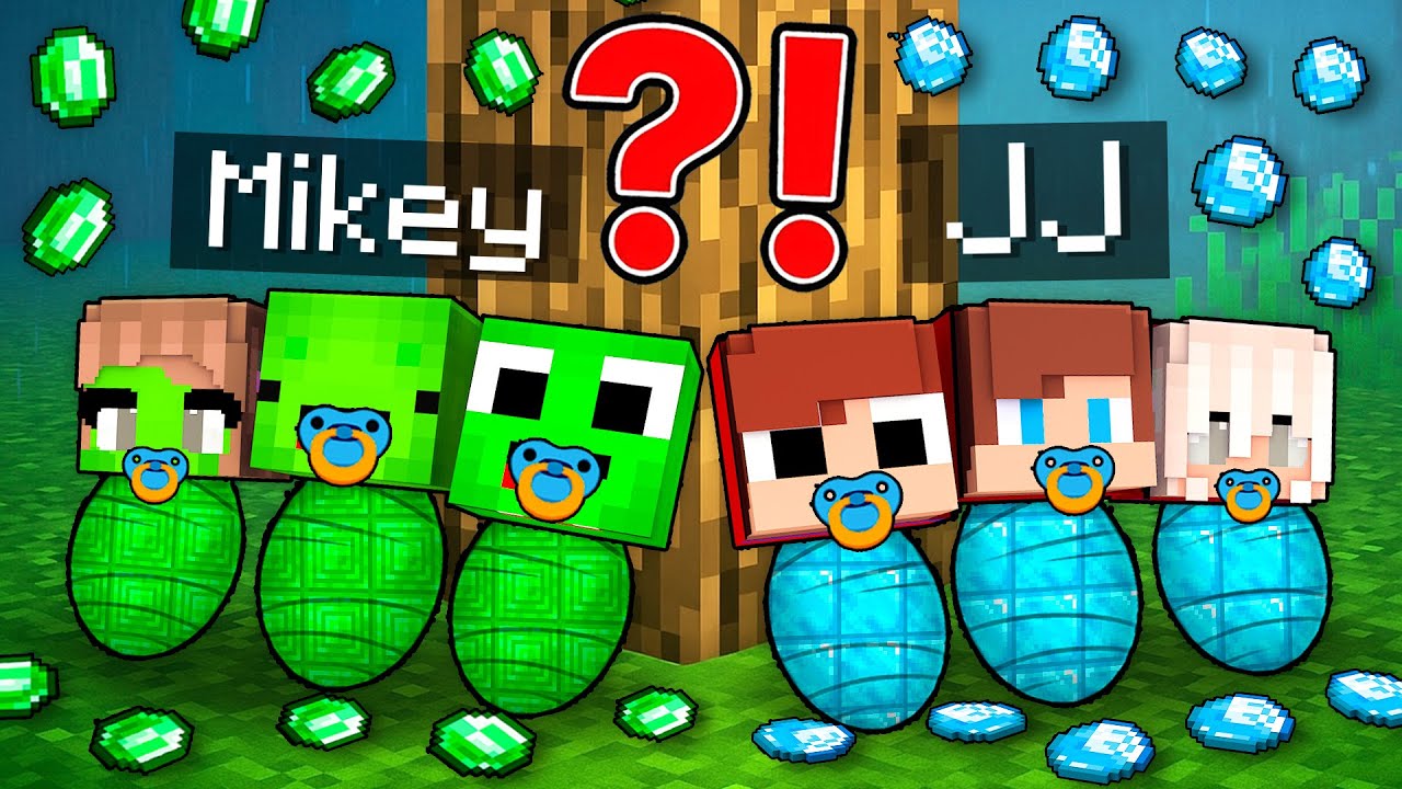 Baby Mikey Family EMERALD and JJ Family DIAMOND Survival Battle in Minecraft (Maizen Mazien ...