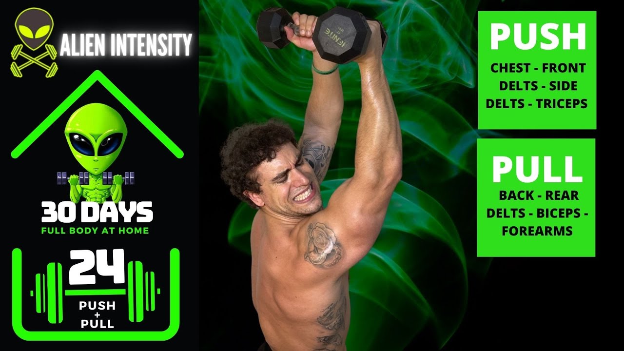 Home Push Pull Dumbbell Workout | 30 Days of Full Body Training At Home ...
